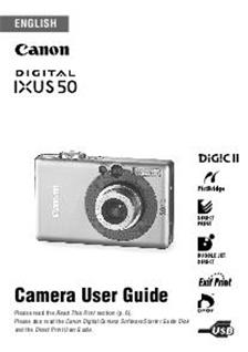 Canon Digital Ixus 50 Printed Manual