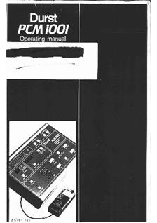 Durst PCM 1001 Printed Manual
