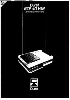 Durst RCP 40 VSN Printed Manual