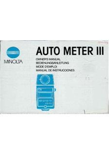 Minolta Auto Meter 3 Printed Manual