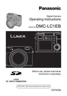 Panasonic Lumix LC1 Printed Manual