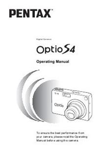 Pentax Optio S4 Printed Manual