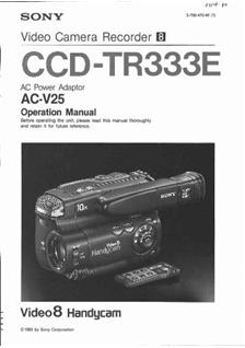 Sony CCD TR 333 E Printed Manual