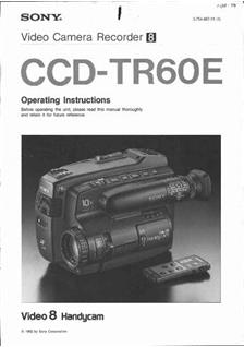 Sony CCD TR 60 E Printed Manual