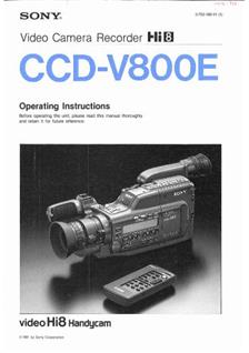 Sony CCD V 800 E Printed Manual