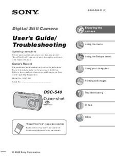 Sony Cyber-shot S40 Printed Manual