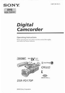 Sony DSR PD 170 P Printed Manual