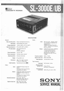 Sony SL 3000 UB Betamax Printed Manual