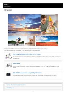 Sony Cyber-shot RX10 IV Printed Manual