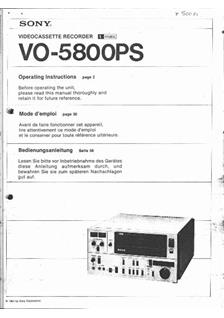 Sony VO 5800 PS Printed Manual