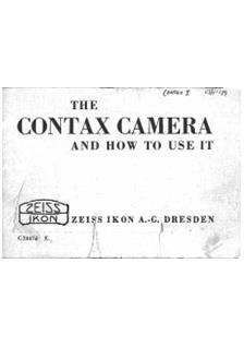 Zeiss Ikon Contax 1 Printed Manual